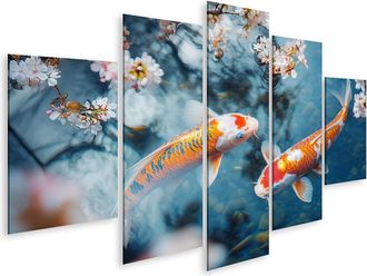 Islandburner Bild auf Leinwand Koi Fische unter blühenden Zweigen Bilder Wandbilder Poster