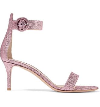 Gianvito Rossi Pink Lame Portofino 75 Sandals Size 38
