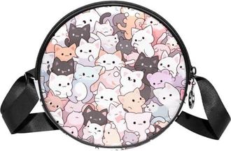 Generic Sac &agrave; bandouli&egrave;re rond pour femme, petit sac &agrave; bandouli&egrave;re color&eacute; avec fermeture &eacute;clair, bretelles r&eacute;glables, sac &agrave; main rond d&eacute;contract&eacute; pour femmes 