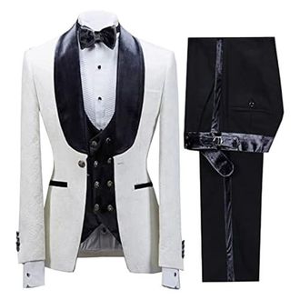 Generic Ensemble 2 pi&egrave;ces de smoking floral pour homme avec ch&acirc;le et revers - Blazer pour d&icirc;ner, bal, mariage, Couleur 5, 3XL