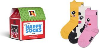 Happy Socks Kindersocken mit Scheunentieren in einer Farm House-Geschenkbox - Kuh, Schwein und Katze - 3er-Pack f&uuml;r Kinder im Alter von 2-3 Jahren
