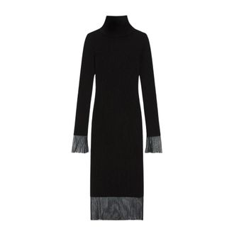 Sportmax Femme, Robes, Noir, Taille: 44 FR Robe Chic en Tricot avec Manches en Mesh
