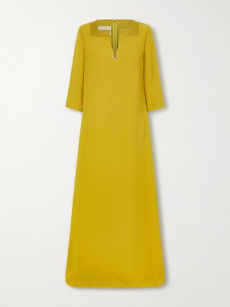 Valentino Garavani Robe Du Soir En Cady De Soie &Agrave; Finitions En Satin Et &Agrave; Ornement - Jaune
