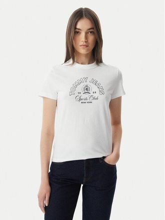 Tommy Jeans T-Shirt Heritage Logo DW0DW22816 Wei&szlig; Regular Fit