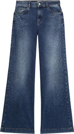 Oltre Jeans mit weitem Bein und Kristallen - - Jeans - Damen - Blau - S