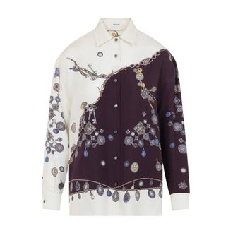Versace Hemd aus bedrucktem Seidentwill - - Blouses & Shirts - Damen - Mehrfarbig - S