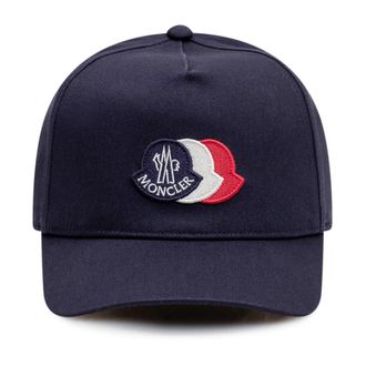 Moncler unisex, Accessoires, Bleu, Taille: M Casquette de baseball en coton avec logo tricolore