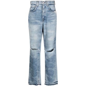 Cotton Citizen Schwarze Kate Straight-Leg Ripped Jeans - - Jeans - Damen - Blau - W28