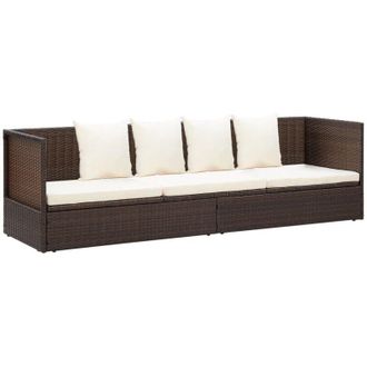 vidaXL Vidaxl - Lit de jardin avec coussin et oreillers R&eacute;sine tress&eacute;e Marron