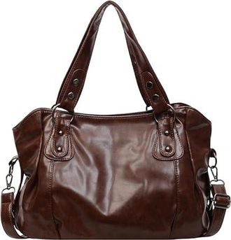 Generic Sac à Main pour Femmes en Cuir Synthétique PU, Pochettes en Bandoulière, Sac Rétro Marron à épaule, Grande Capacité, Sac à Main à Poignée Supérieure, 