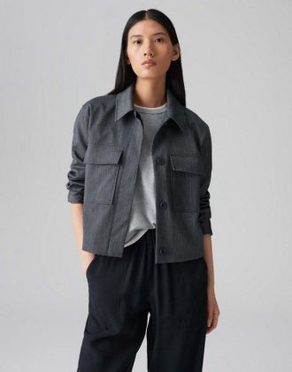 OPUS Kurzjacke HYDENA mit Nadelstreifen Kellerfalte im R&uuml;cken, Pattentaschen, klassische Manschetten