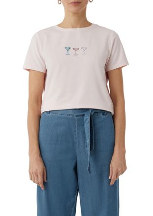 Comma Jersey-T-Shirt aus Baumwollmix mit Print