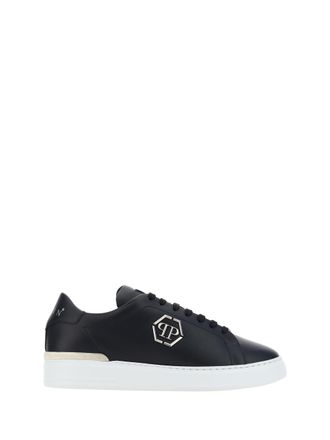 Philipp Plein Mens Low Top Sneakers Hexagon Black Trainers