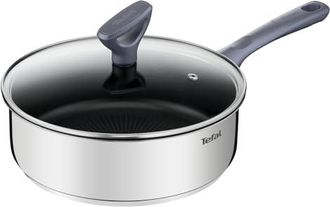 T-fal Sauteuse 24 cm, Induction, Rev&ecirc;tement int&eacute;rieur antiadh&eacute;sif, Acier inoxydable, Garantie 10 ans, Bords verseurs, Poign&eacute;es ergonomiques isolantes, Po&ecirc;le