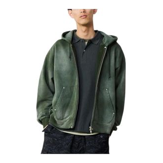 Beams Plus Fade Rivet Zip Hoodie - - Sweatshirts & Hoodies - Herren - Gr&uuml;n - L