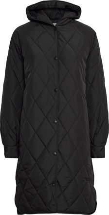 Ichi IHHANSA JA Damen Steppmantel Wintermantel Winterjacke Steppmantel mit Druckknöpfen und Kapuze, Größe:XL, Farbe:Black (194008)