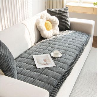 Generic Rabbit Plüsch Sofabezug, Sofaschoner rutschfest Plüsch-Sofabezug 1 2 3 4 5 Sitzer Winter Warme Sofa Protector Waschbarer Utschfestes Fensterkissen(Dar