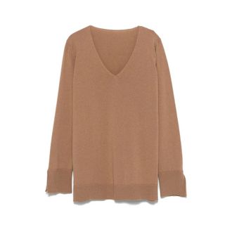 Le Tricot Perugia Brauner Gestrickter V-Ausschnitt Pullover - - Knitwear - Damen - Braun - M