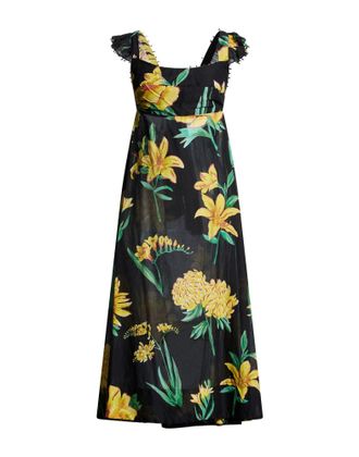 Farm Rio ALICE FLOWERS BLACK MAXI DRESS