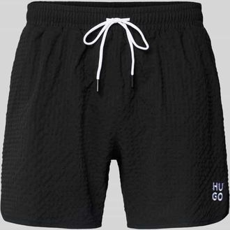 HUGO BOSS Badeshorts mit Label Patch Modell CHAFFLE SWIMTRUNK