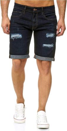 Indicode Kaden Holes Denim Shorts, Farbe: Rinse Wash, Gr&ouml;&szlig;e: XXL