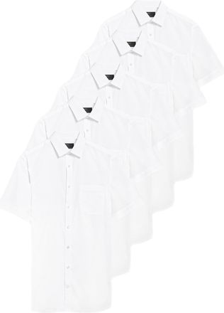 Marks and Spencer 5Er-Pack Normal Geschnittene, B&uuml;gelleichte Kurzarmhemden Herren Weiss 44/45 cm (UK 17.5In)