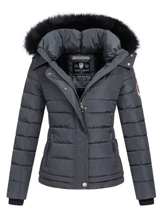 Navahoo Damen Winterjacke Chloe - Tailliert, Mit Abnehmbarer Kapuze & Edlem Kunstfell