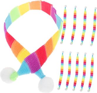 NUOBESTY Toyvian Kleiner Strickschals f&uuml;r Weihnachtsdeko 10 St&uuml;ck Weiche Kleiner Puppenschals f&uuml;r Schneem&auml;nner und B&auml;ren Gestreift f&uuml;r Selbstgemacht Bastelarbe