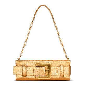 Balmain Femme, Sacs, Jaune, Taille: ONE Size Anthem Laminated Leather Clutch