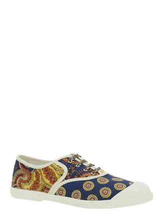 Valentino Garavani Mens Multicolor Floral Print Low Top Sneakers Cotton Trainers