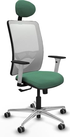 Piqueras y Crespo Verwaltungsstuhl Zulema mit wei&szlig;en und schwarzen Armlehnen, h&ouml;henverstellbarer Lendenwirbelst&uuml;tze und festem Kopfteil, ausgestattet mit 3 Positionen, 