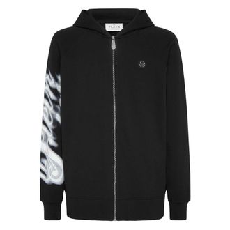 Philipp Plein Homme, Sweatshirts et sweats &agrave; capuche, Noir, Taille: M Zip Sweat &agrave; capuche Blur Signature