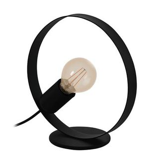 Eglo Lampe de chevet Frijolas, lampe de table industrielle et minimaliste, lampe de salon en m&eacute;tal noir, luminaire design avec interrupteur, douille E27