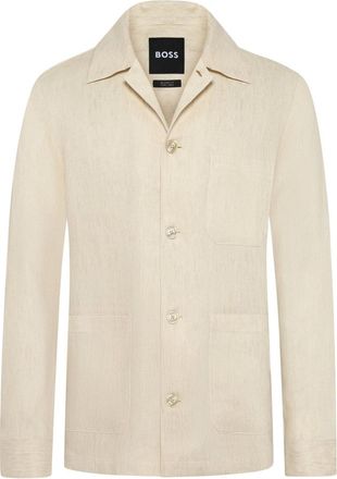 HUGO BOSS Leichtes Leinen-Overshirt mit aufgesetzten Taschen in