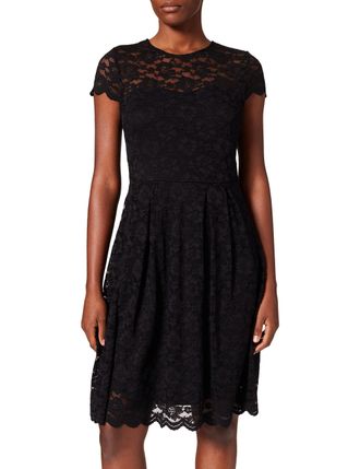 Vila Damen Vikalila Capsleeve Lace Dress - Noos Kleid, Schwarz, S EU