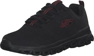 Skechers Glide Step Fasten Up Baskets &agrave; Lacets pour Homme Oxford, Bordure Noire en Maille Rouge, 39.5 EU