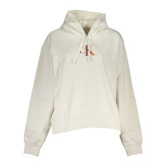 Calvin Klein Femme, Sweatshirts et sweats &agrave; capuche, Blanc, Taille: 44 FR Sweat &agrave; Capuche Blanc avec Logo