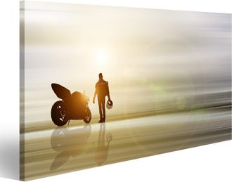 Islandburner Bild auf Leinwand Abstrakte Kunst Motorrad Horizont Unscharfer Hintergrund Bilder Wandbilder Poster