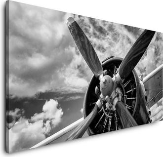 Paul Sinus Art Flugzeug im Retro Design 120x 60cm Panorama Leinwand Bild XXL Format Wandbilder Wohnzimmer Wohnung Deko Kunstdrucke
