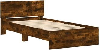 vidaXL Bettgestell mit Kopfteil R&auml;uchereiche 100x200 cm Holzwerkstoff vidaXL