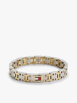 Tommy Hilfiger Bracelet &agrave; maillons bicolores plaqu&eacute; or &agrave; drapeau