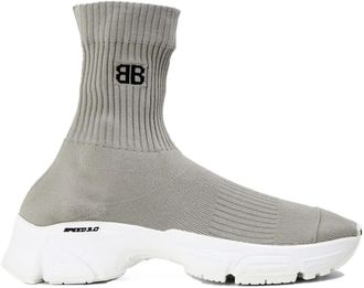 Balenciaga Low-Top Sneaker - Speed 3.0 Logo Knit Sneakers - Gr. 38 (EU) - in Grau - f&uuml;r Damen