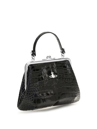 Vivienne Westwood Womens Granny Frame Crocodile Effect Handbag Black Calf Leather Bos Taurus Shoulder Bags