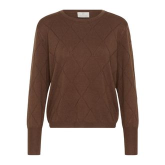 Kaffe KAlizza Argyle Pullover LS - Femme - Pulls - Brun - Taille: 46 FR