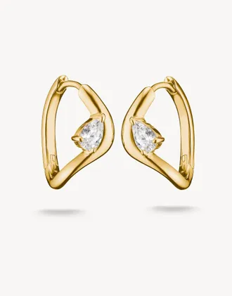 Thomas Sabo boucles doreilles cr&eacute;oles avec zirconias blancs en forme de goutte en or jaune, blanc-Dor&eacute;