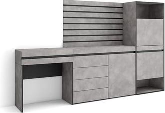 Skraut Home | Schuhregal, Schuhschrank | Schuhaufbewahrung | 237x145x35 cm | F&uuml;r Schlafzimmer, Zimmer | Kommode mit Schubladen | Lamellenwand Holz | Schminktisch 