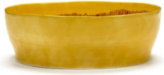Serax Salad Bowl Feast L28,5 X W28,5 X H9,5 cm Sunny Yellow Swirl-Stripes Red