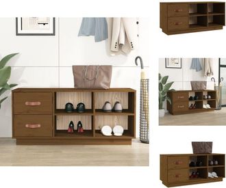 vidaXL Vidaxl - Schuhbank Honigbraun 100x34x45 cm Massivholz Kiefer - Holz Schuhbank - Schuhschrank - Kiefernholzm&ouml;bel - Garderobe - Einbauschrank