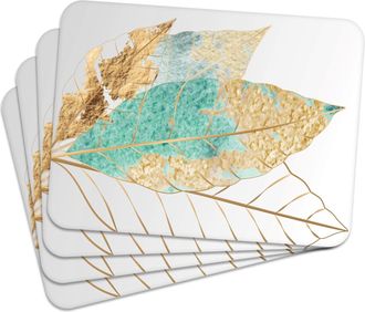 MG Design Set aus 4 Kork-Platzsets - Elegant Foliage 4 - 30 x 40 cm - hitzebeständig & abwischbar, mit Korkrückseite