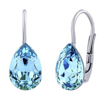 Silvego Damen Ohrringe aus 925 Sterling Silber mit Swarovski Crystals blaue Tropfen Ohrringe